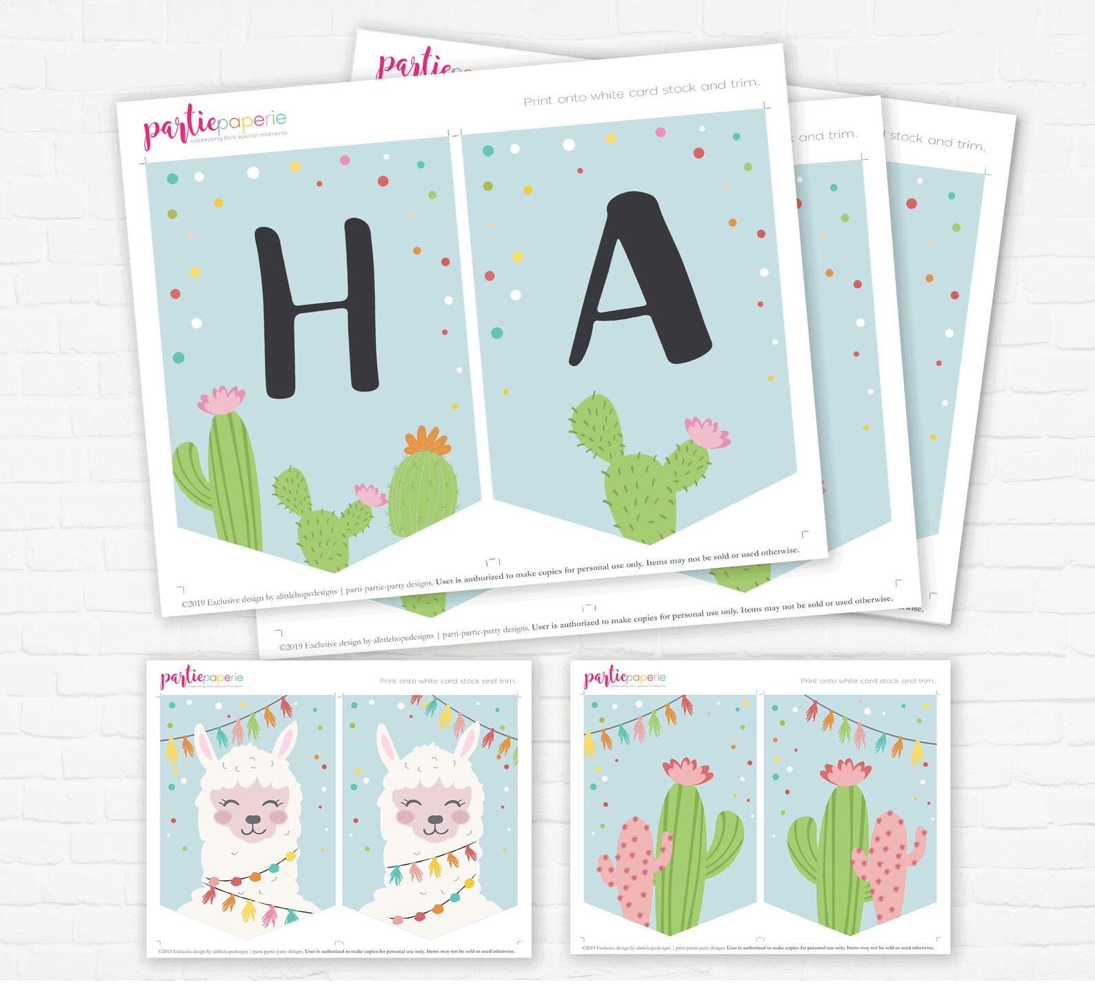 Llama Happy Birthday Banner and Bonus Editable Name Pennant / Llama ...