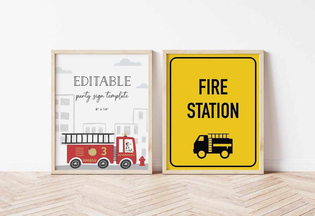 EDITABLE Fire Truck Party Sign Templates • Fireman, Firetruck, Fire ...