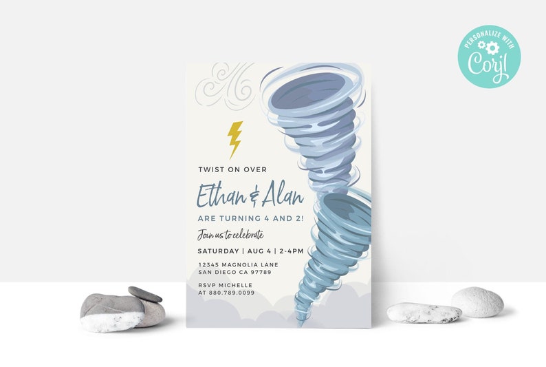 EDITABLE Tornado Joint Birthday Invitation • Tornado Joint Party ...