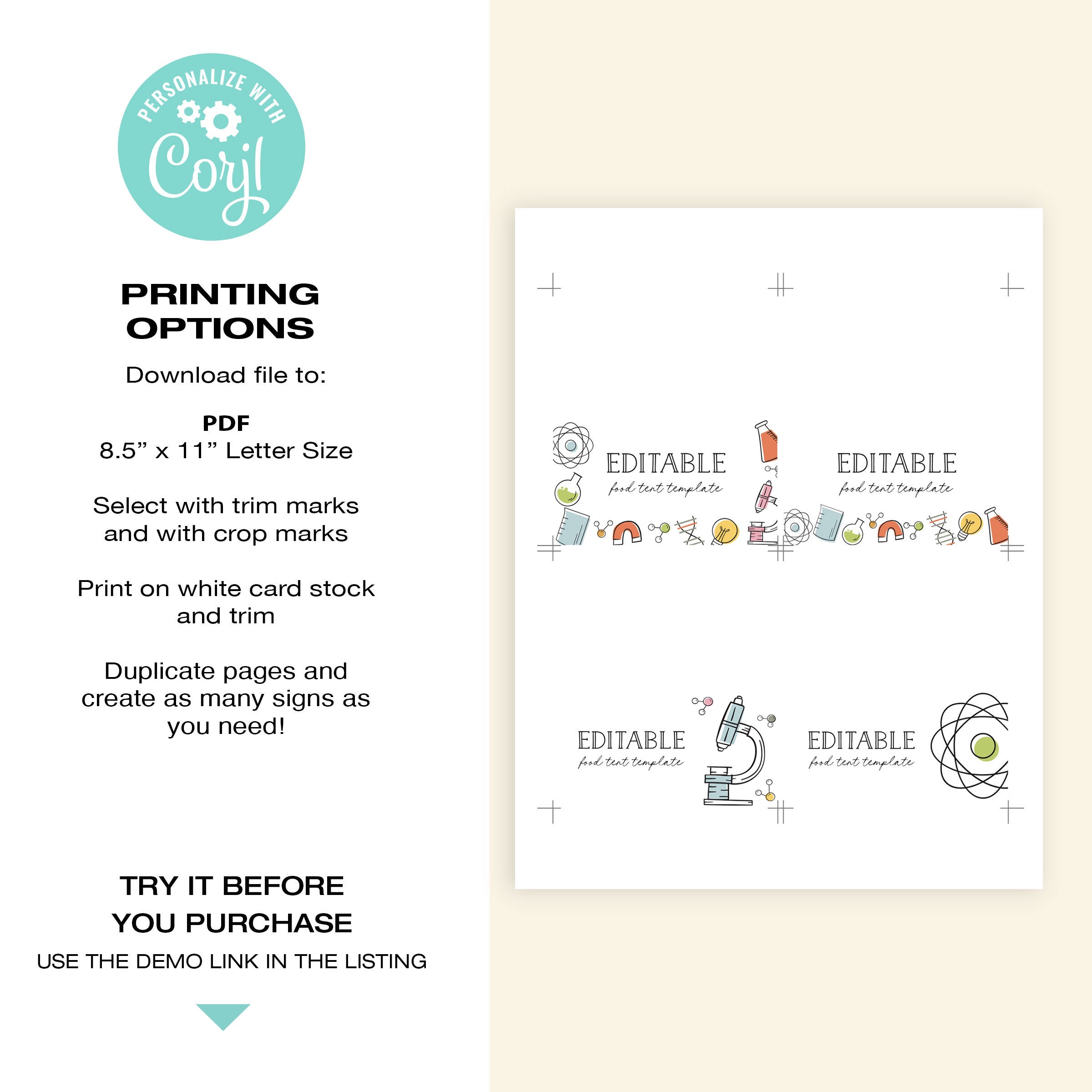 EDITABLE Science Party Food Tents • Science Themed Table Tents • Food ...