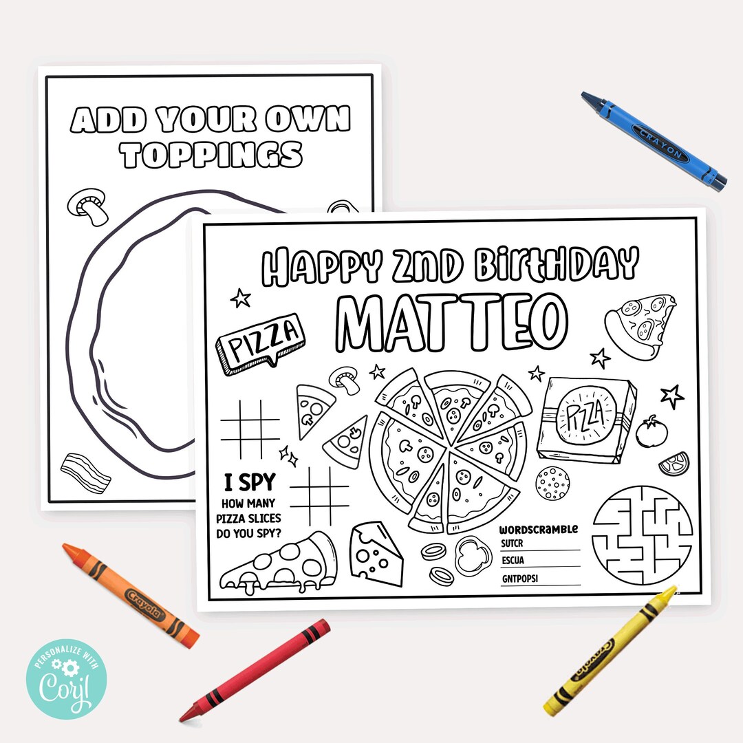 EDITABLE Pizza Party Coloring Activity • 2 Coloring Activities • Pizza ...