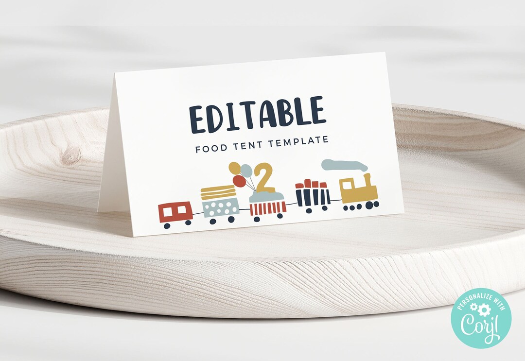 EDITABLE Train Food Tent • Table Tent • Change to Any Age • Modern ...