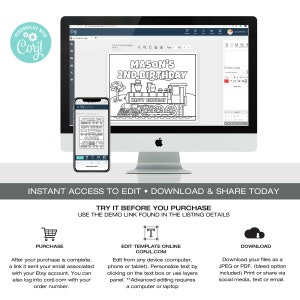 EDITABLE Train Party Coloring Pages • Train Coloring Sheets • Activity ...