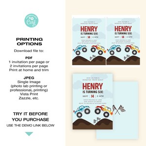 EDITABLE Monster Truck Birthday Party Invitation Truck Rally, Modern ...