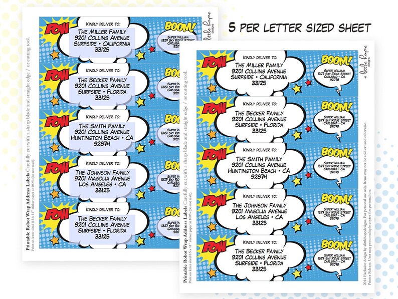 Superhero Return Address Label | Address Wrap | Superhero Birthday ...