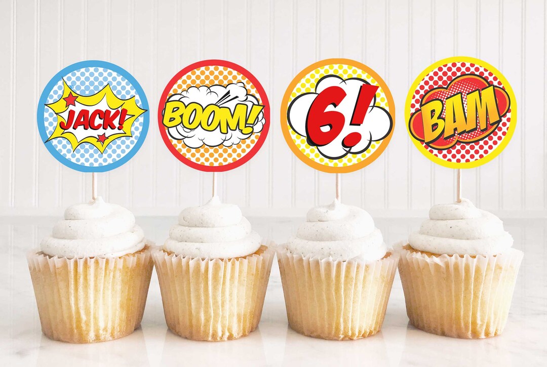 EDITABLE Printable Superhero 2" AND 4" Circles / Superhero Cupcake ...