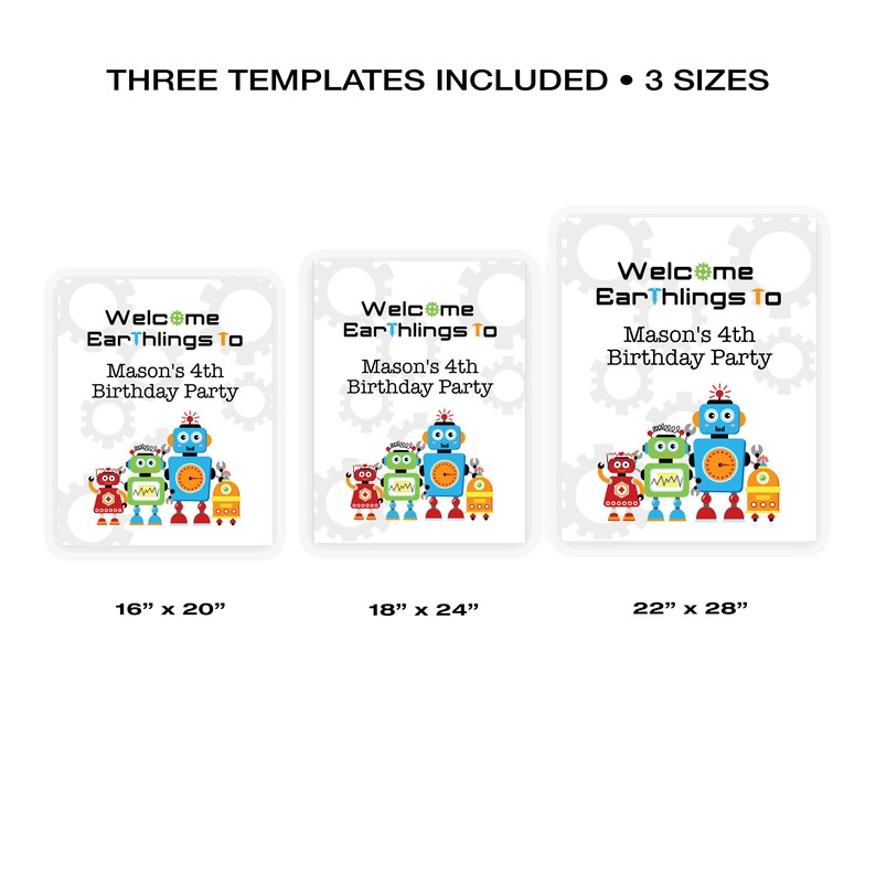 EDITABLE Robot Party Welcome Poster welcome Sign Robot - Etsy