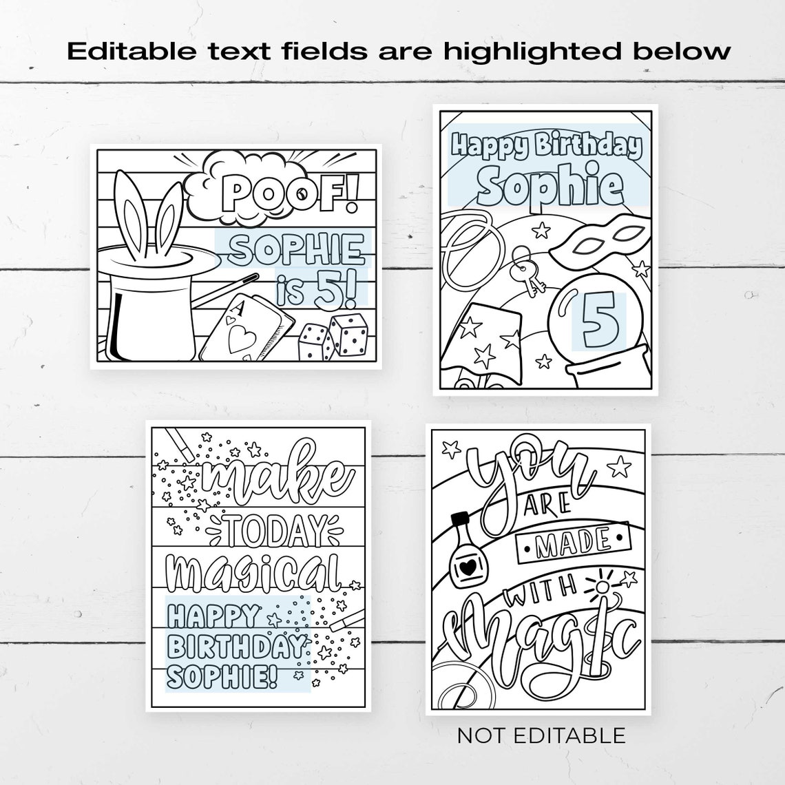 EDITABLE Magic Party Coloring Pages • Magic Show Coloring Sheets ...