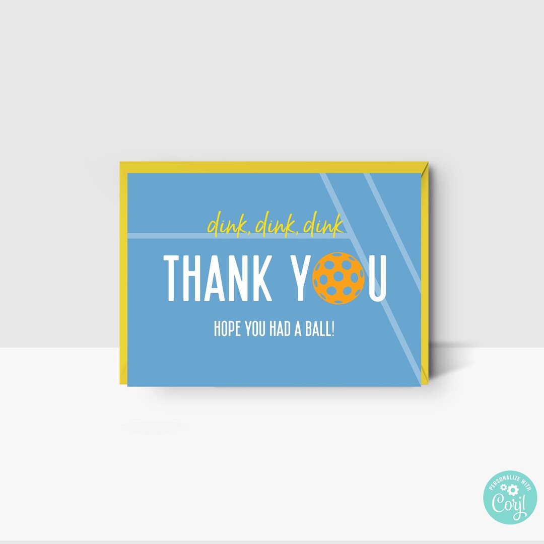 EDITABLE Pickleball Thank You Card • Note Card, Stationery, Dink Dink ...
