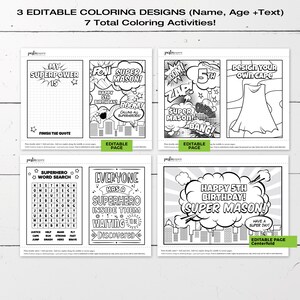 EDITABLE Superhero Mini Coloring Book • 8 Designs/4 Pages| Coloring ...
