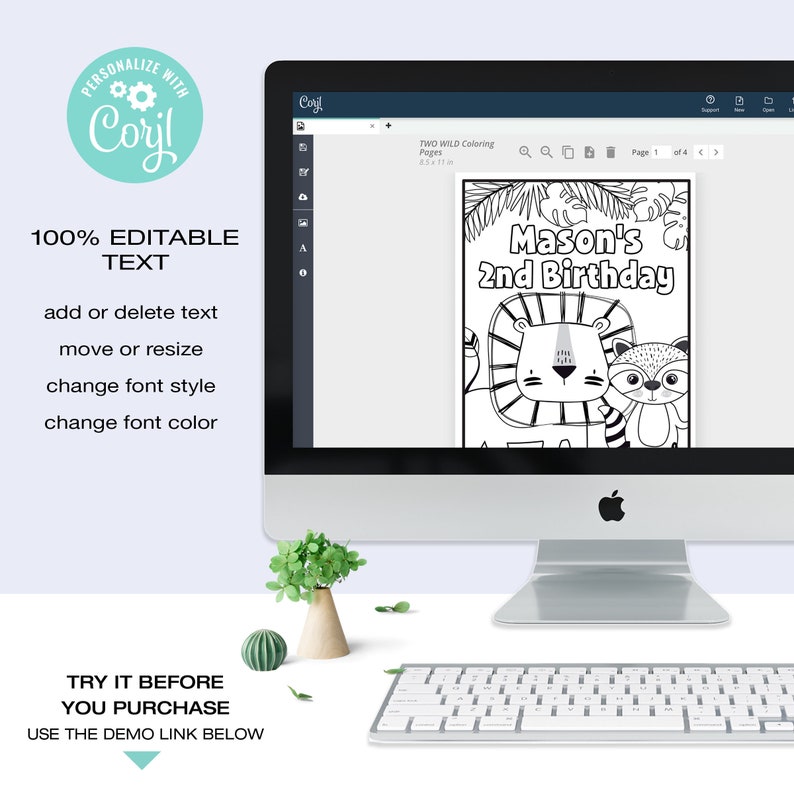 EDITABLE Two WILD Coloring Pages 4 Designs 8.5 X 11 - Etsy