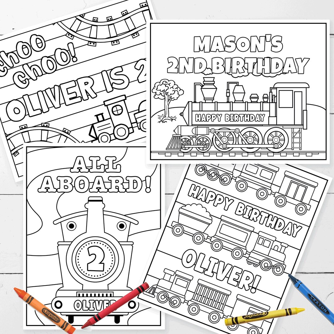 EDITABLE Train Party Coloring Pages • Train Coloring Sheets • Activity ...