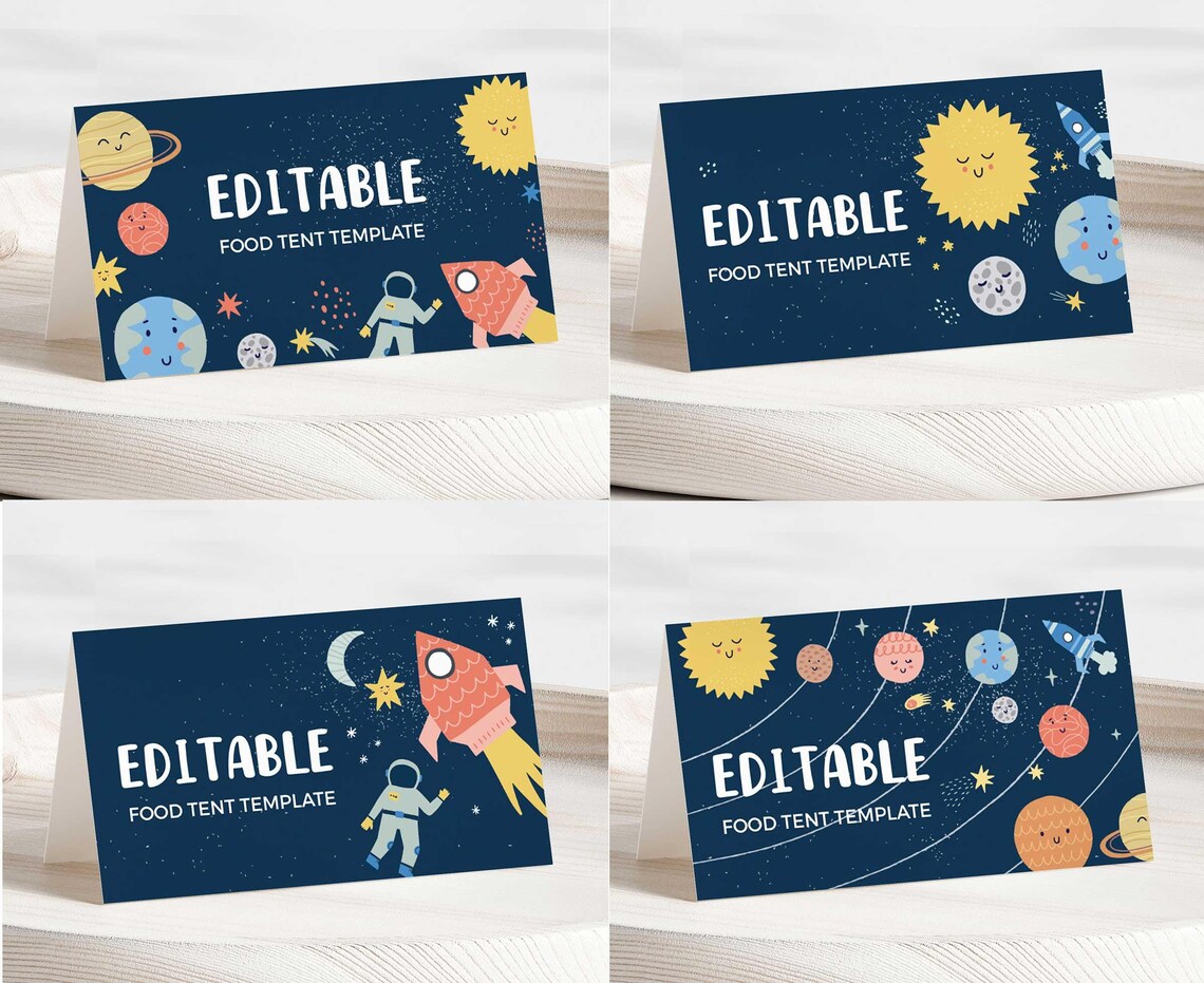 EDITABLE Space Themed Food Tent Templates • space Tent Cards • Galaxy ...