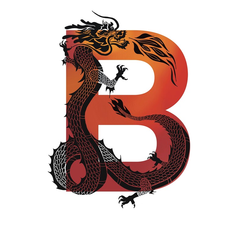 Initial Letter B , Dragon Letter, Tattoo Letter. Digital Printable File ...