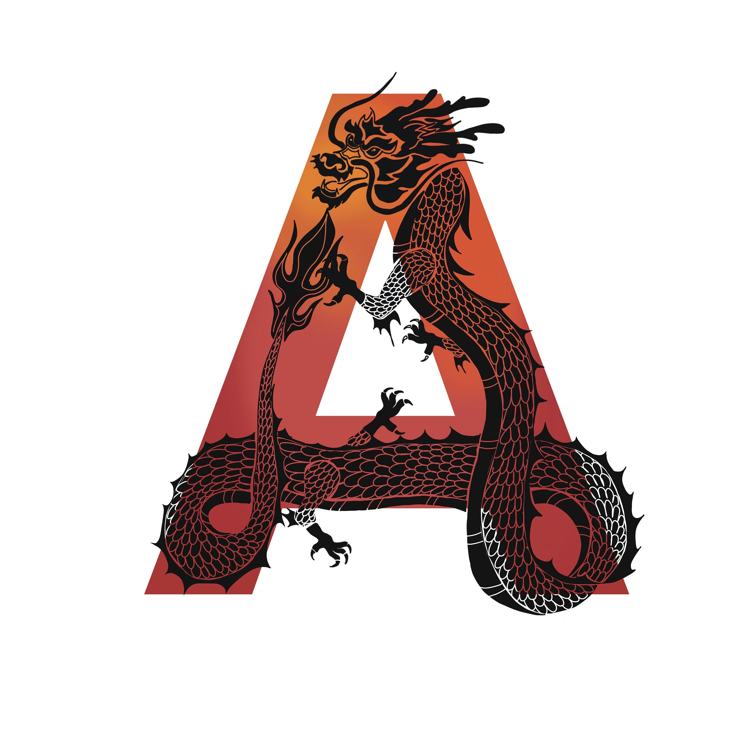 Initial Letter A , Dragon Letter, Tattoo Letter,. Digital Printable ...
