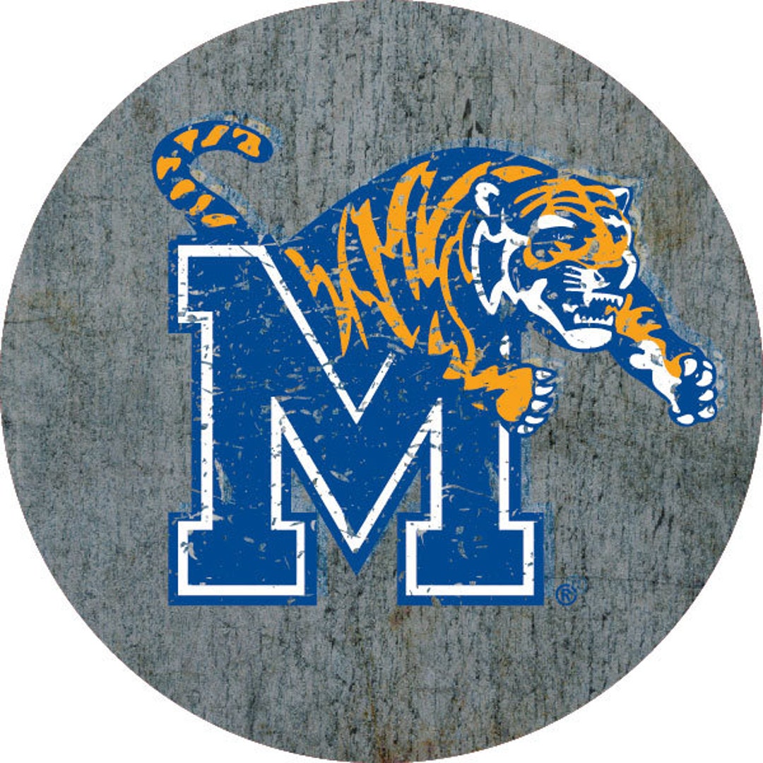 Memphis Tigers Distressed Logo Decal-university of Memphis 4 Inch Round ...