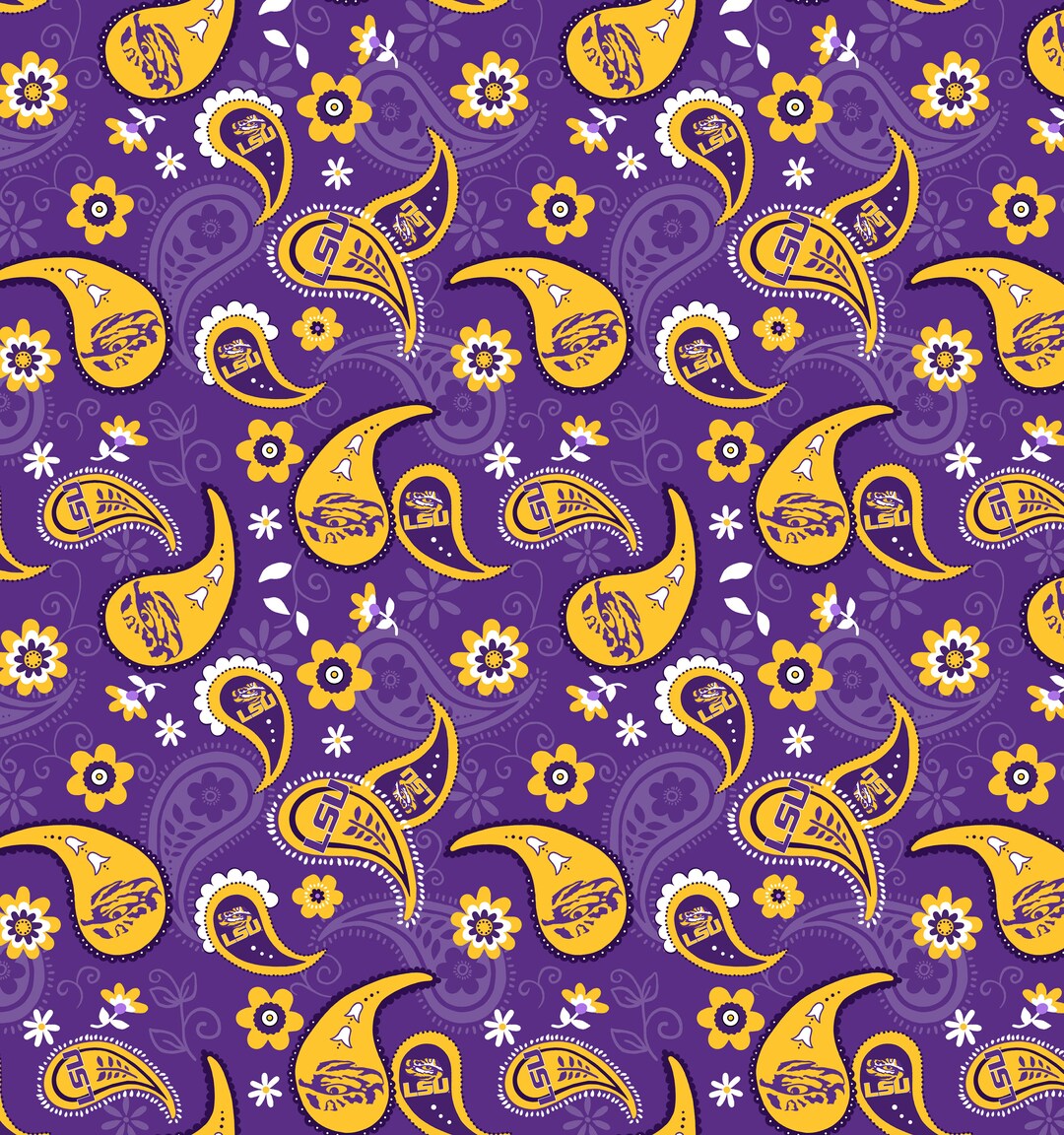Louisiana State University Cotton Fabric by Sykel-lsu Tigers Paisley ...