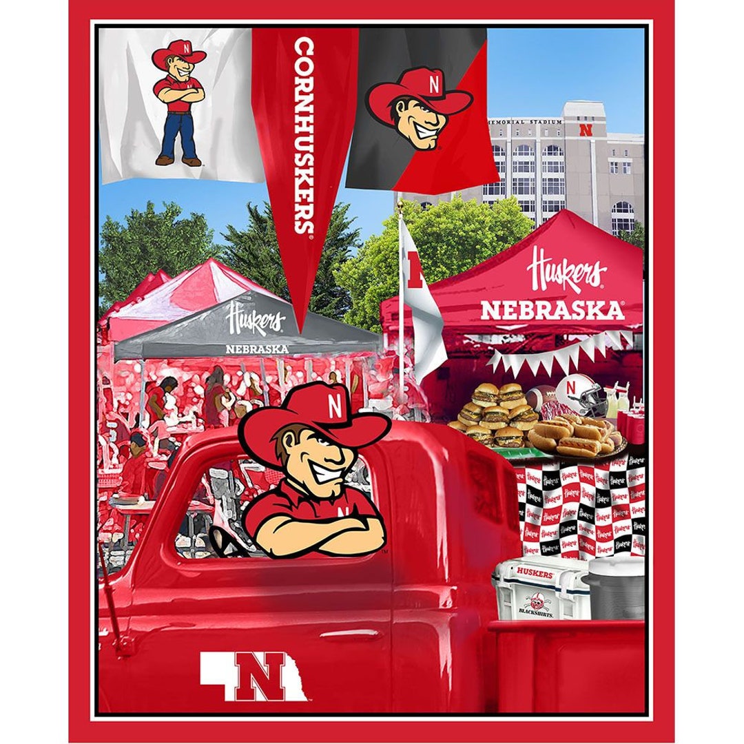University of Nebraska Cotton Fabric by Sykel-nebraska Cornhuskers ...