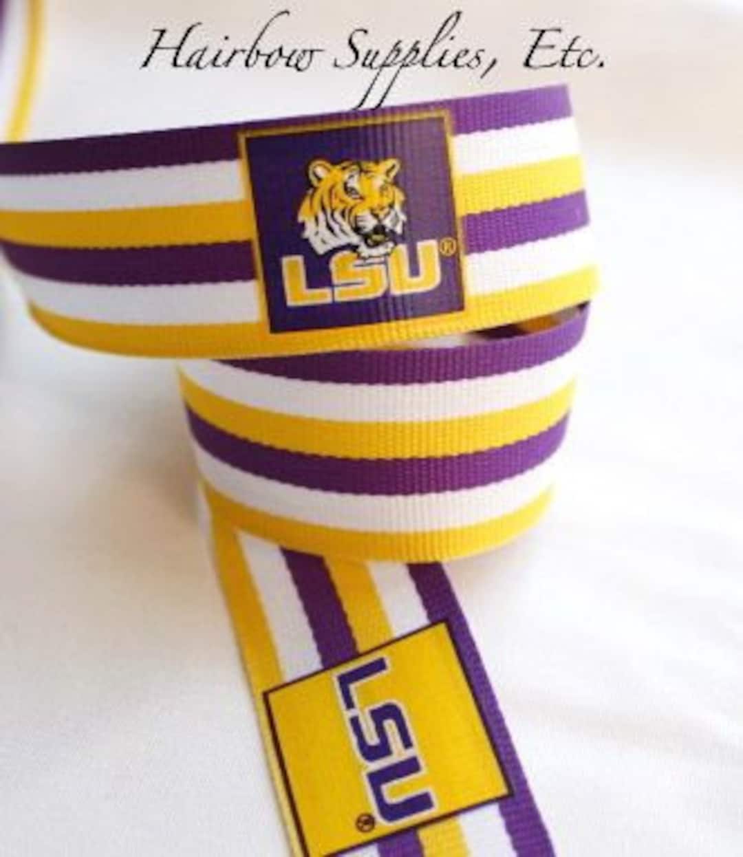LSU Ribbon-licensed NCAA University of Louisiana Grosgrain Ribbon 1 ...