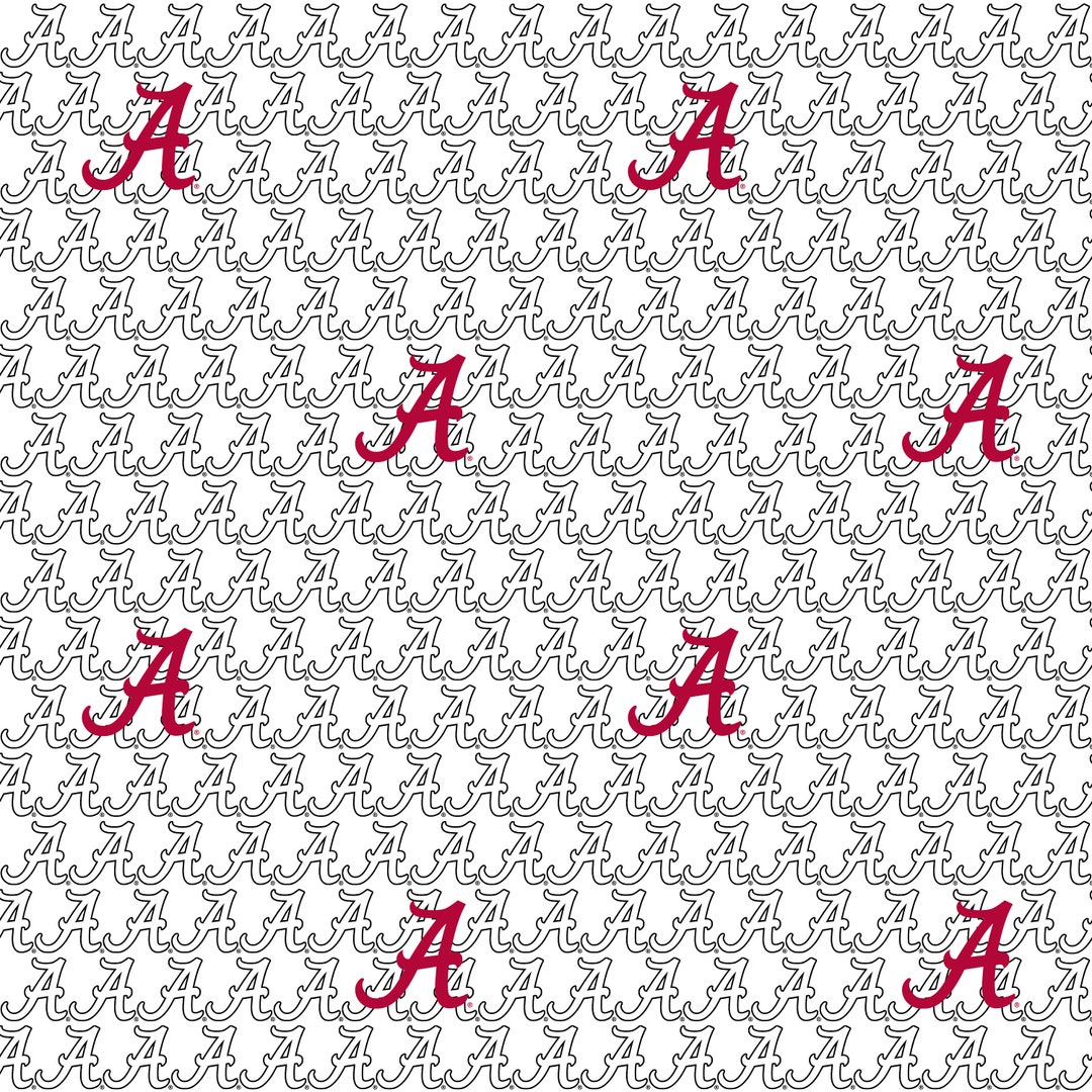 University of Alabama Cotton Fabric by Sykel-alabama Crimson Tide White ...