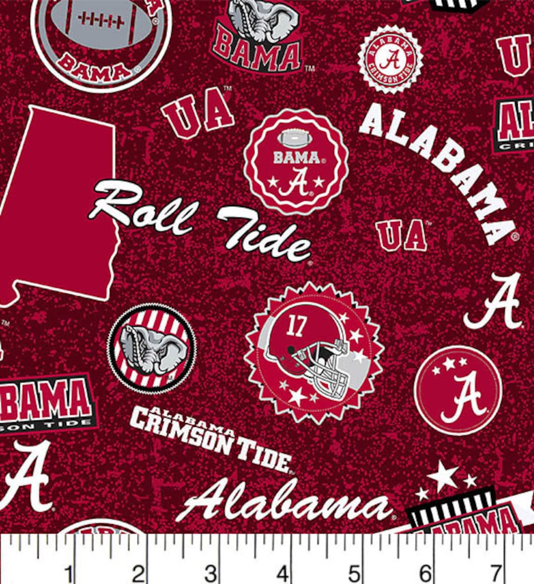 University of Alabama Cotton Fabric by Sykel-alabama Crimson Tide Home ...