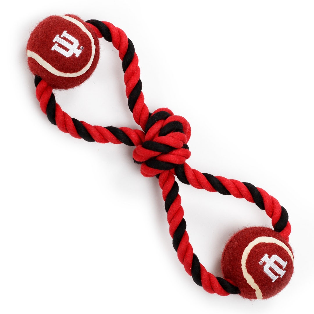 Indiana University Dog Toy-indiana Hoosiers Rope Tug Toy With Tennis ...
