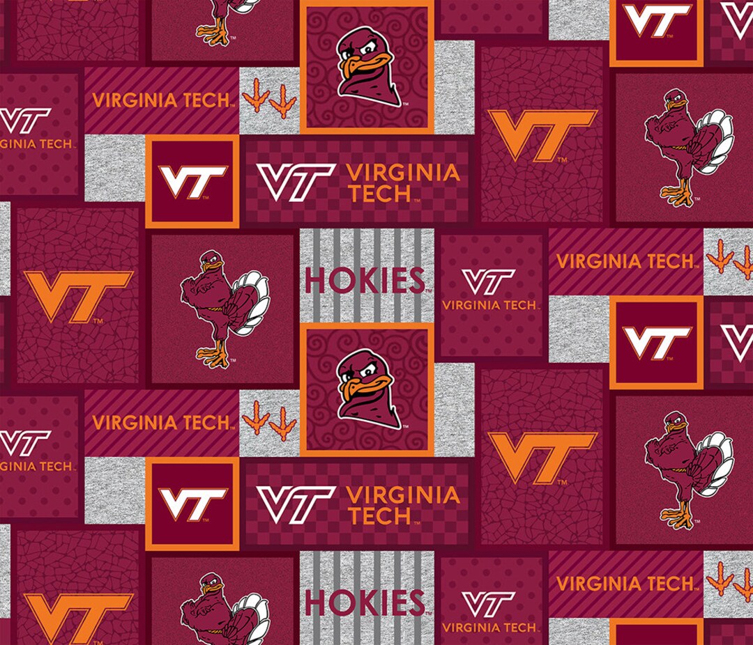 Virginia Tech Fleece Fabric by Sykel-virginia Tech Hokies College Patch ...