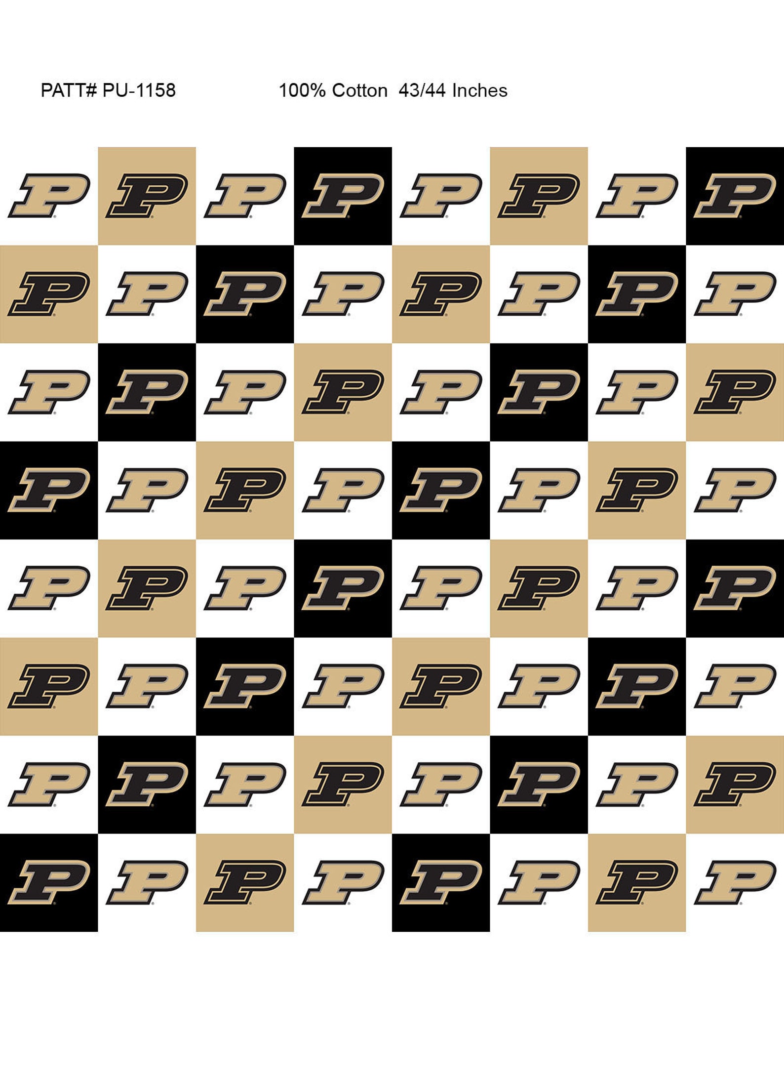Purdue University Cotton Fabric by Sykel-purdue Boilermakers - Etsy