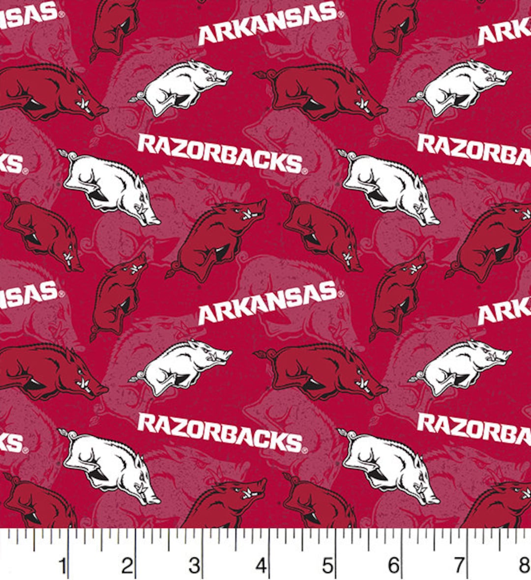 University of Arkansas Cotton Fabric by Sykel-arkansas Razorbacks Tone ...
