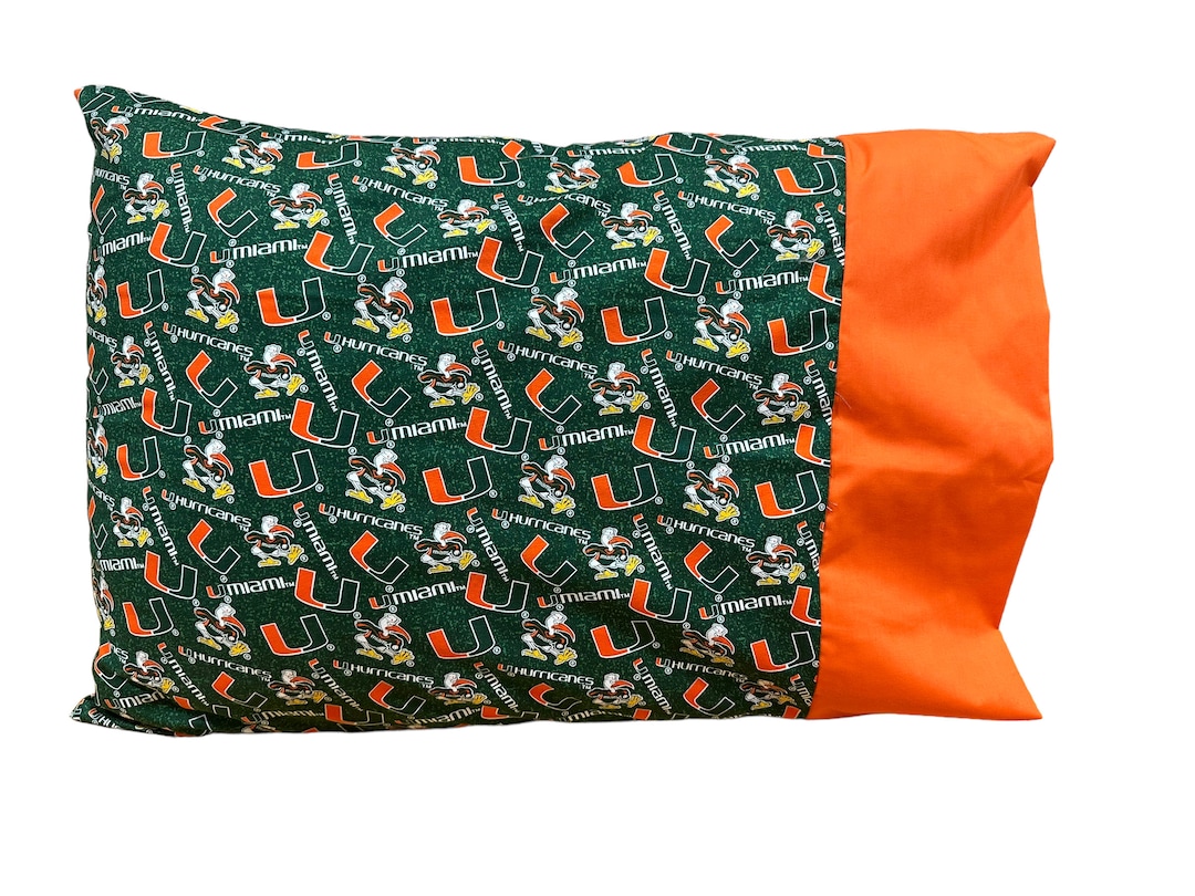 University of Miami Cotton Fabric Pillow Case-miami Hurricanes ...