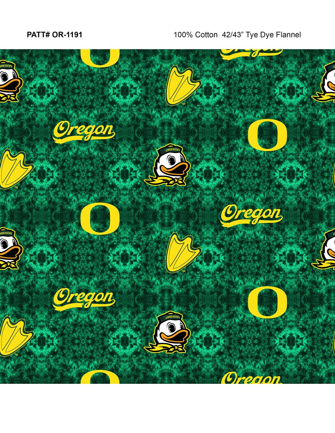 University of Oregon Cotton Flannel Fabric by Sykel-oregon Ducks Tie ...