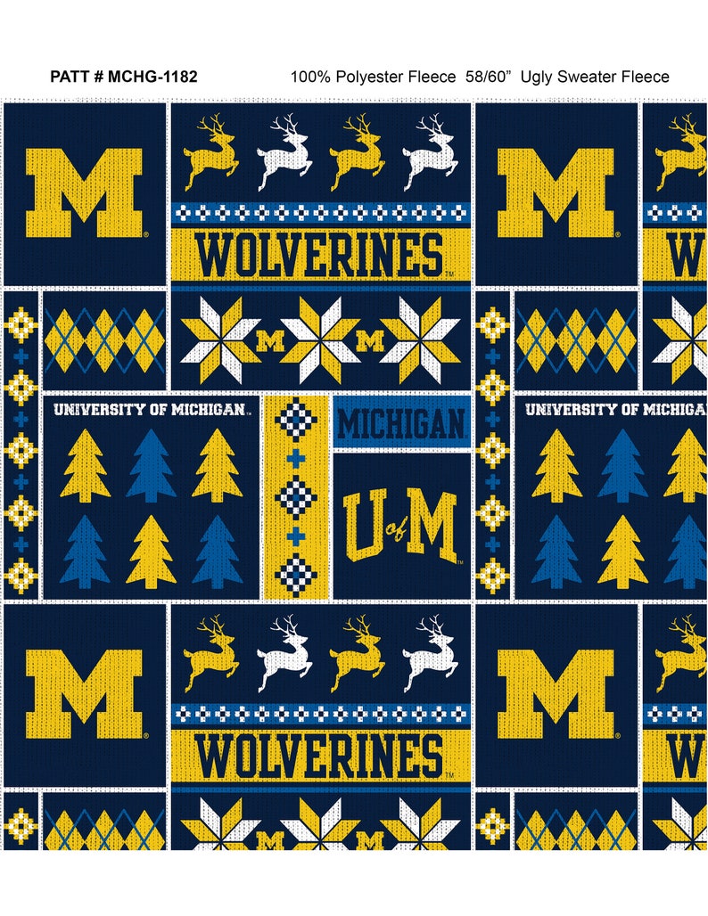 University of Michigan Fleece Fabric by Sykel-michigan - Etsy
