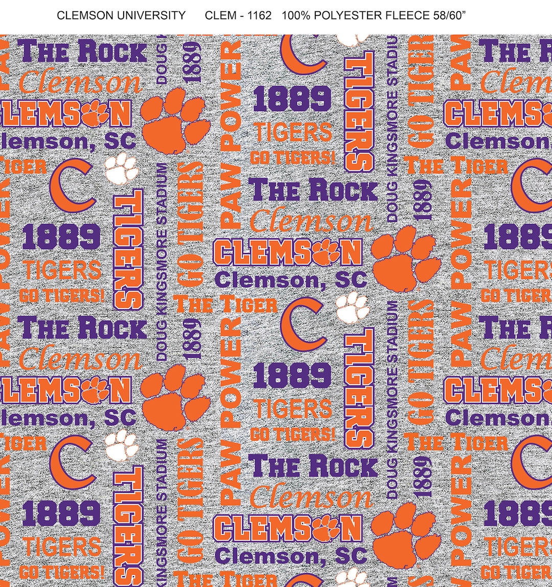 Clemson University Fleece Fabric by Sykel-clemson Tigers Verbiage ...