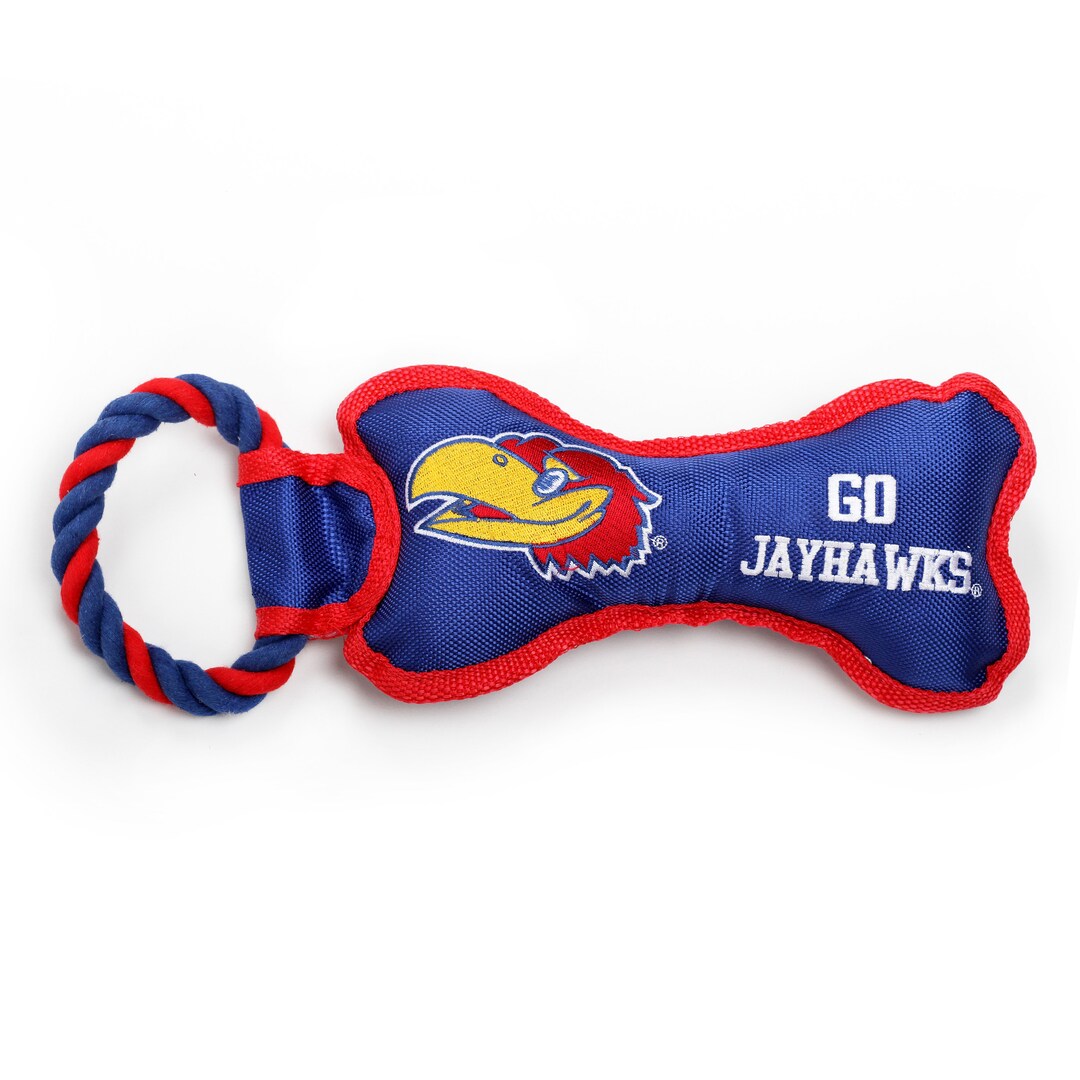 University of Kansas Dog Toy-kansas Jayhawks Squeaky Bone and Rope Toy ...