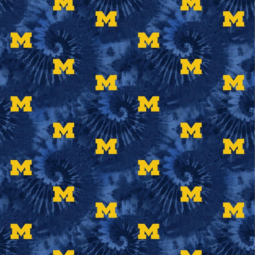 University of Michigan Cotton Fabric by Sykel-michigan Wolverines Tye ...