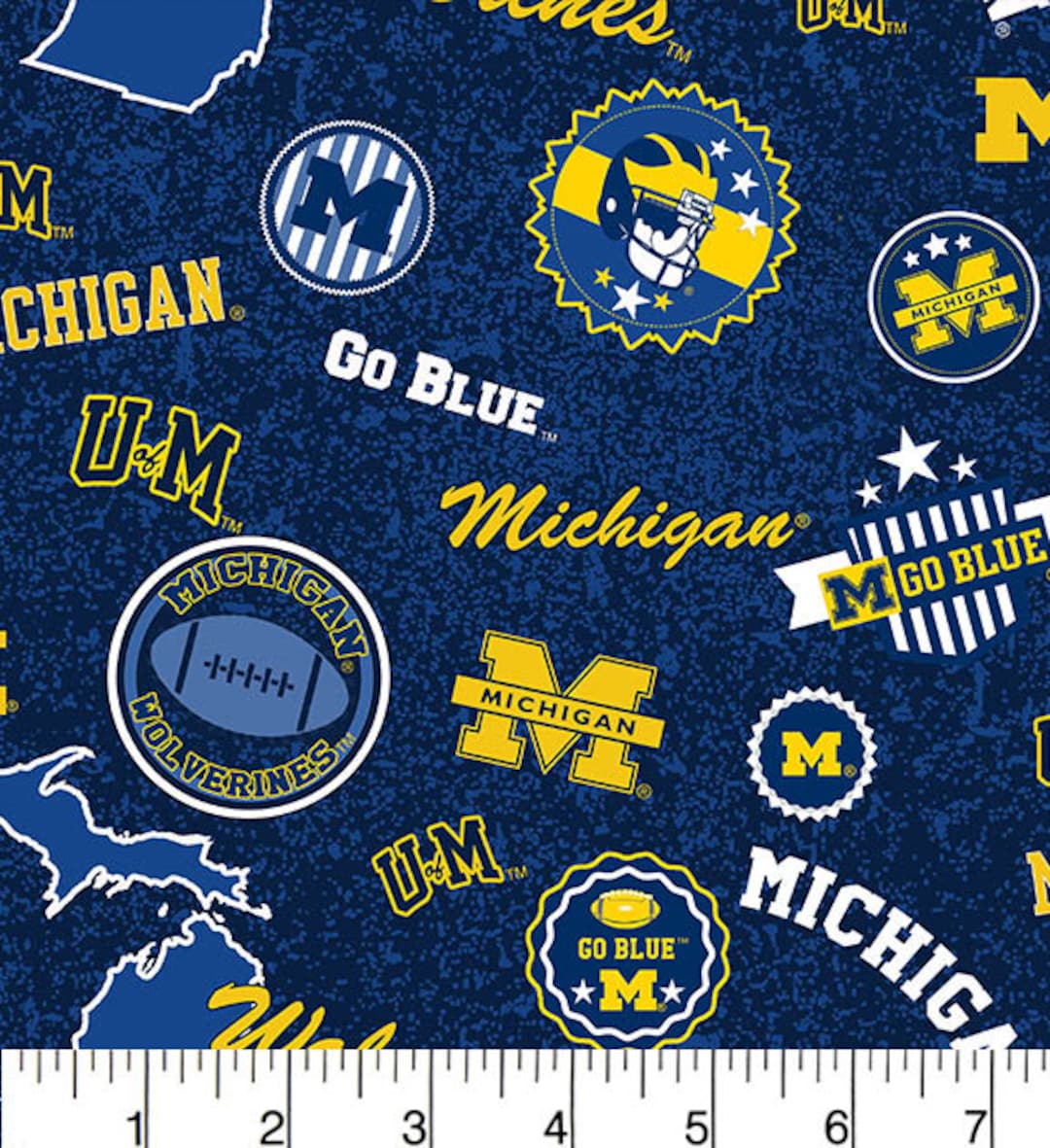University of Michigan Cotton Fabric by Sykel-michigan Wolverines Home ...