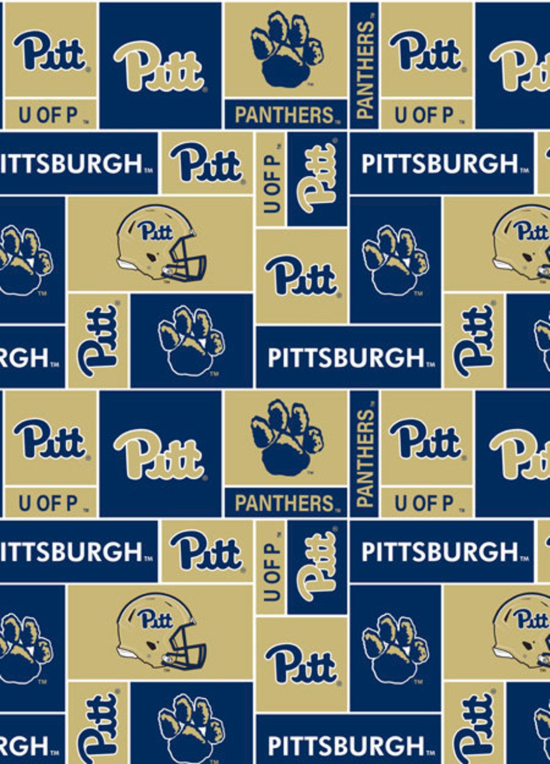 University of Pittsburgh Fleece Fabric by Sykel-pitt Panthers Geometric ...