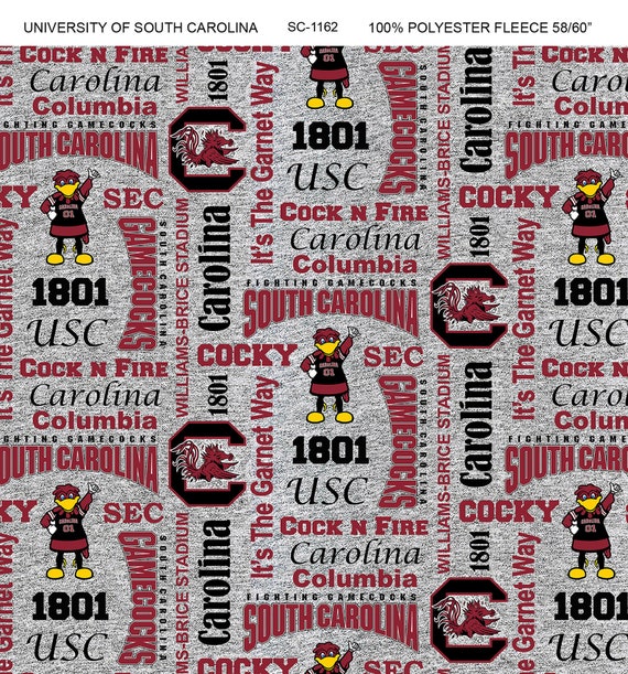 University of South Carolina Fleece Fabric-100% Polyester-no - Etsy