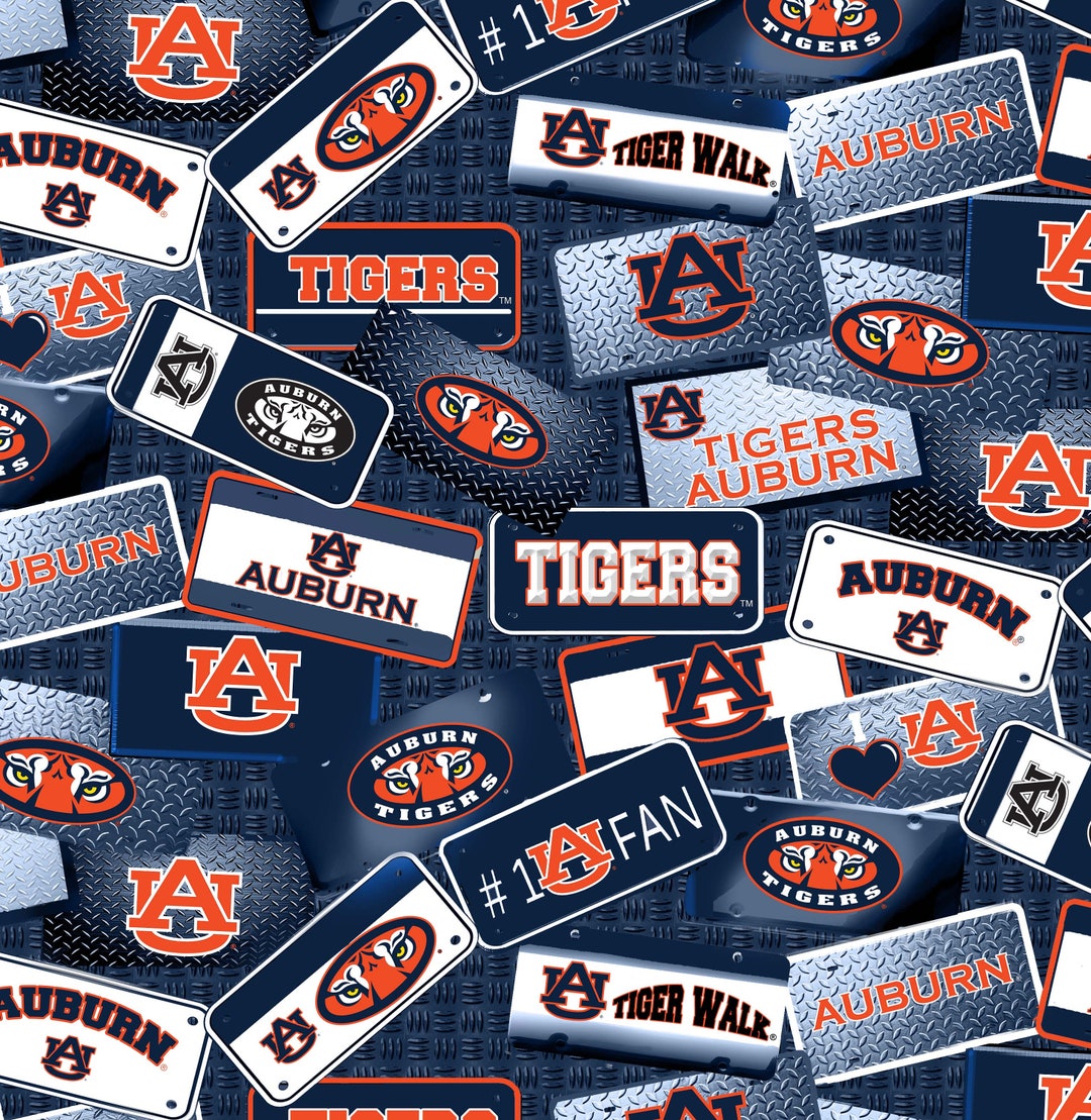 Auburn University Cotton Fabric by Sykel-auburn Tigers License Plate ...