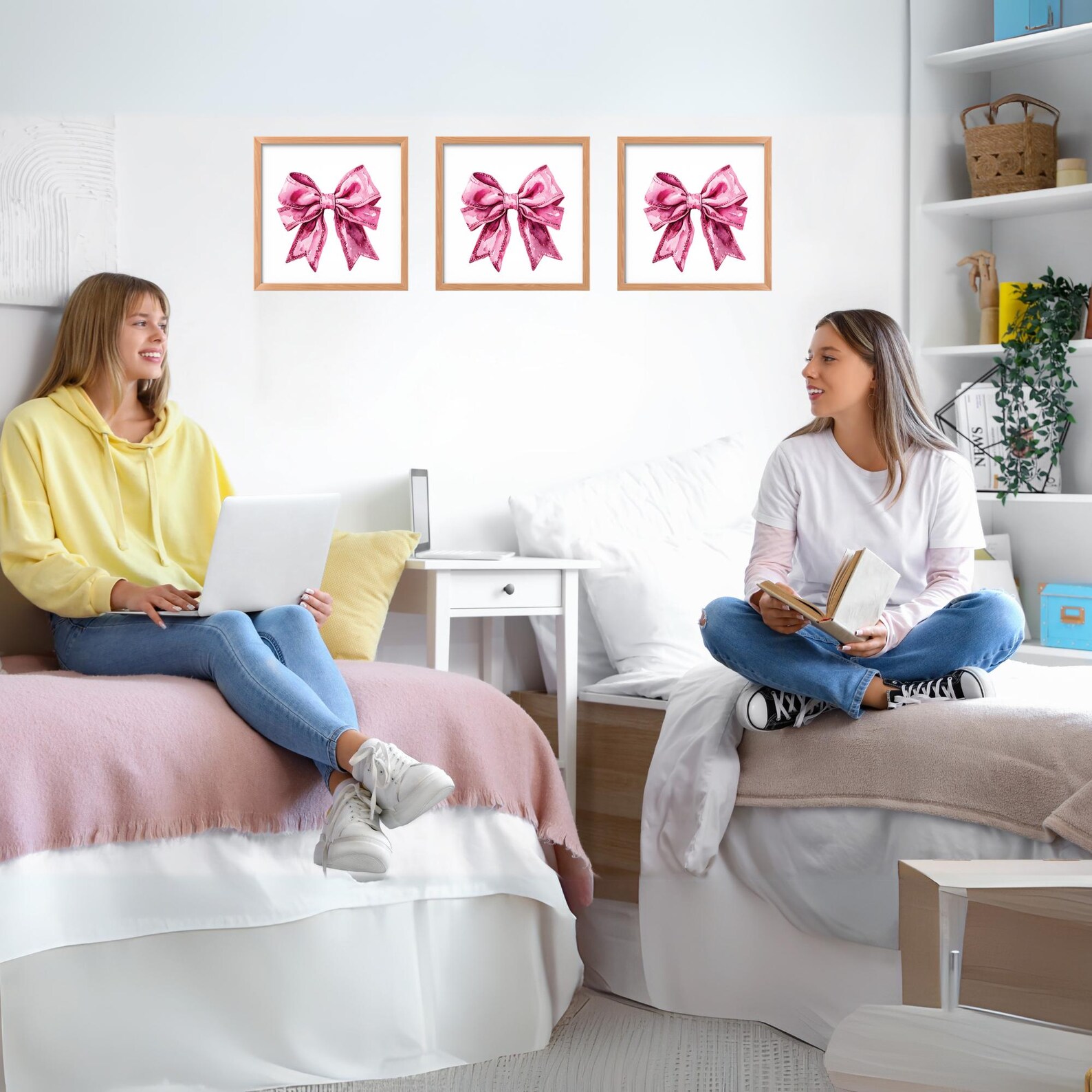 Pink - Watercolor Bow Digital Print – 12x12” | Nursery, Playroom, or ...