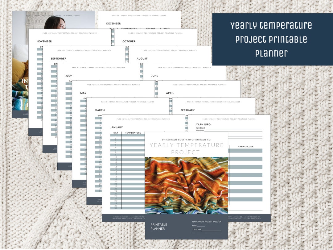 Yearly Temperature Project Printable Planner | Knit Project Planner ...