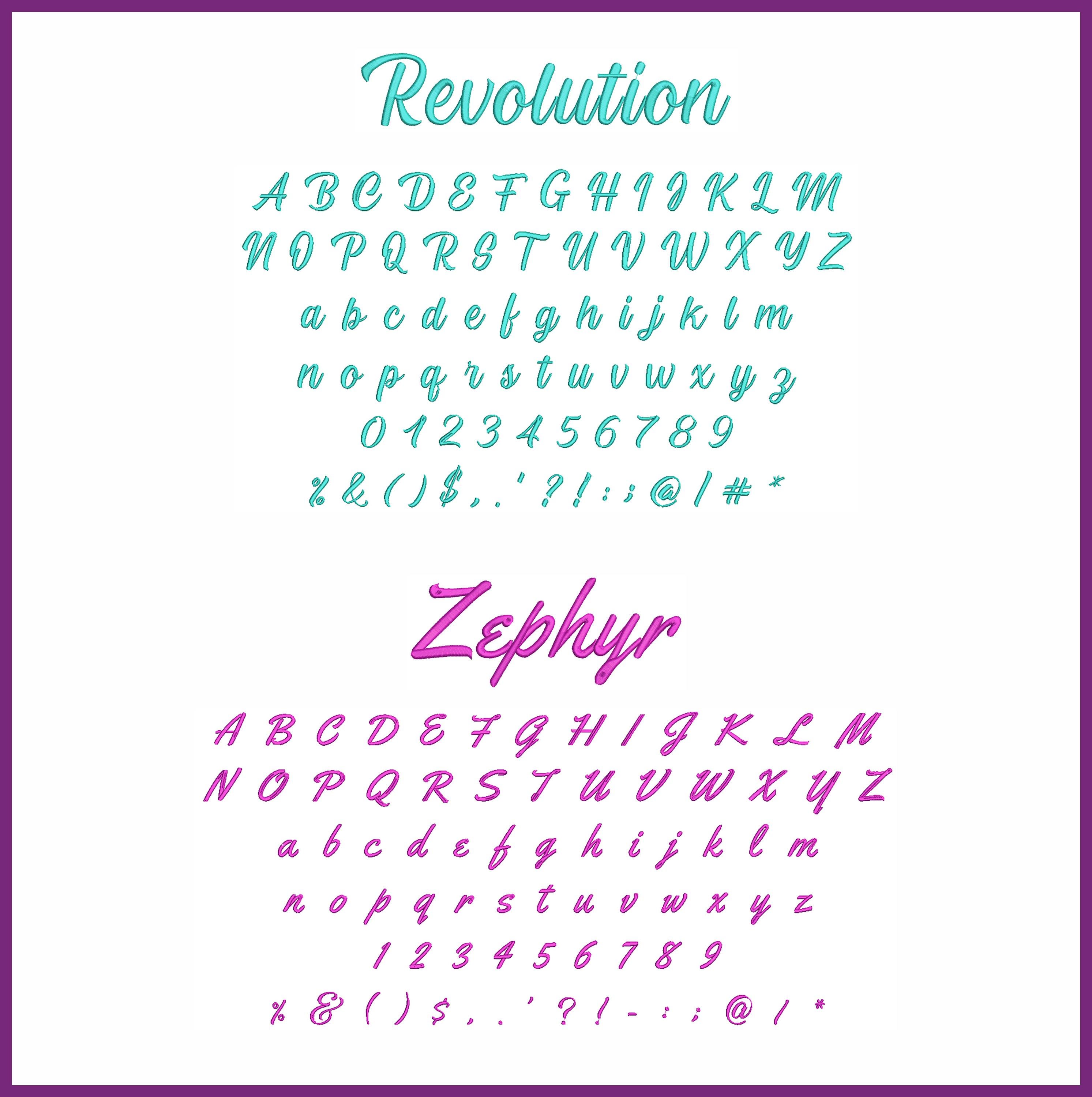 BX Embroidery Fonts Bundle: 10 Modern Cursive Fonts (0.5 Inch - 4 ...