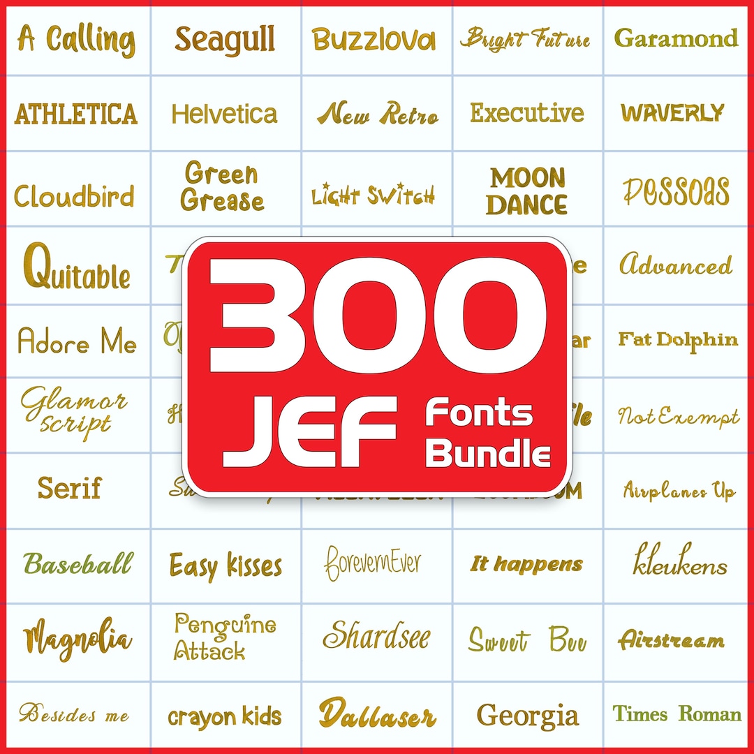 300 JEF Embroidery Fonts Bundle: Janome Font Pack (1 - 3 Inch) - Etsy