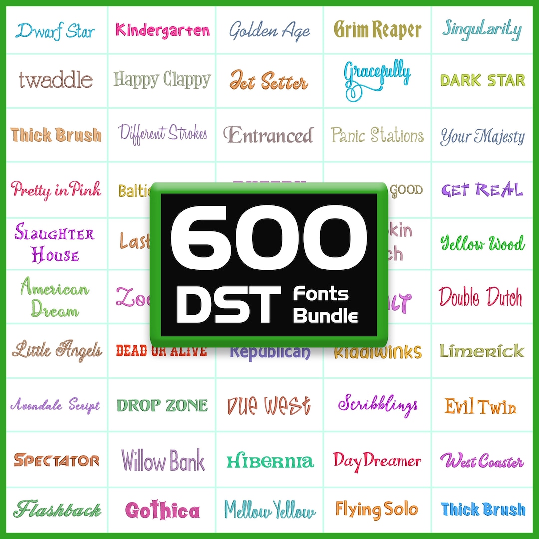DST Embroidery Fonts for Tajima Machines: 600 Bundle (1 - 3 Inch) - Etsy