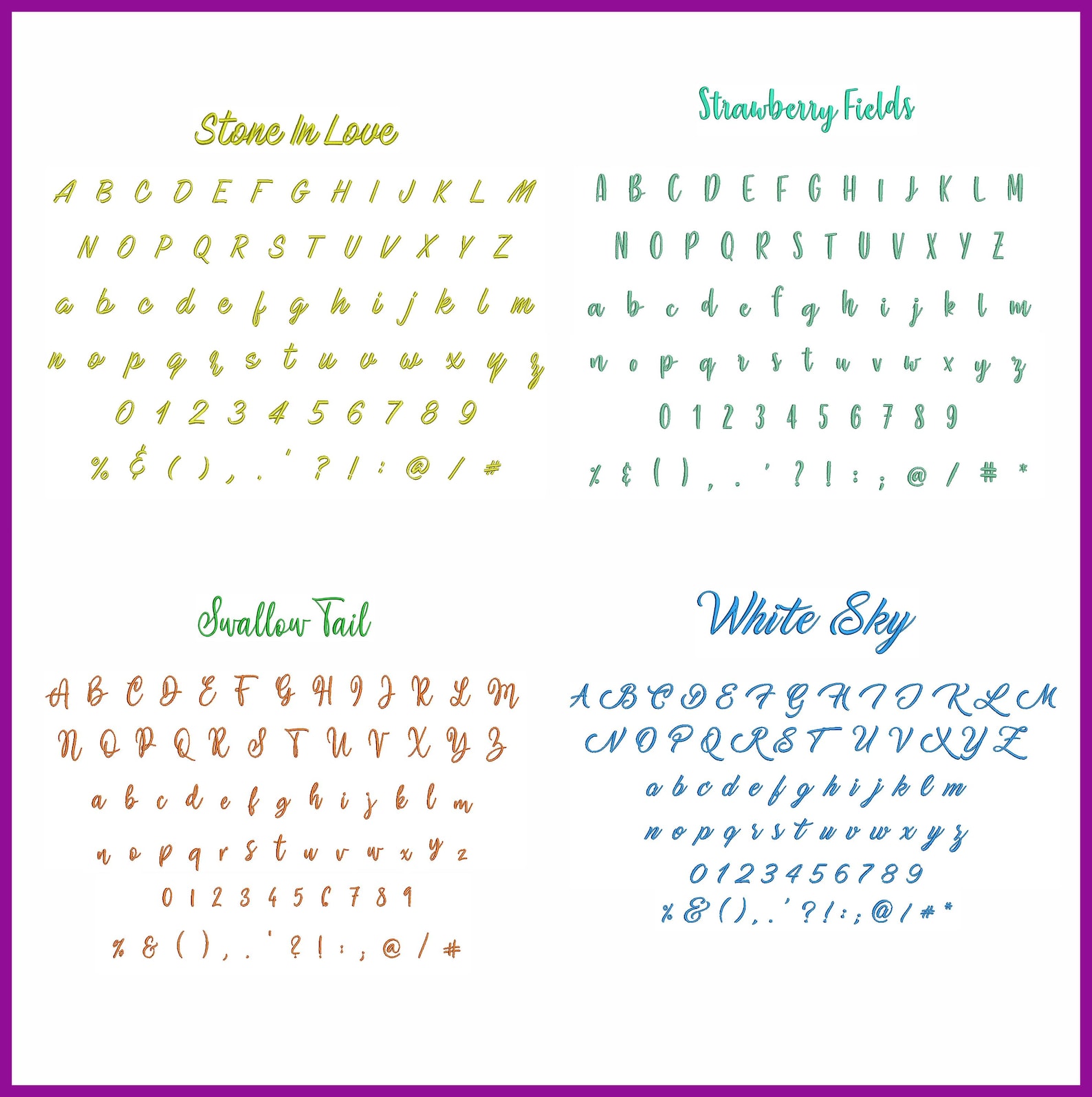 BX Embroidery Fonts Bundle: 20 Cursive Machine Letters (0.5-4 Inch) - Etsy
