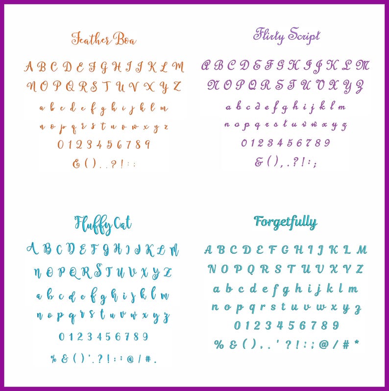BX Embroidery Fonts Bundle: 20 Cursive Machine Letters (0.5-4 Inch) - Etsy