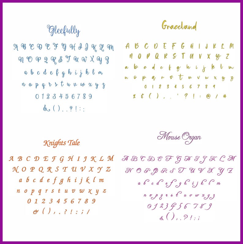 BX Embroidery Fonts Bundle: 20 Cursive Machine Letters (0.5-4 Inch) - Etsy