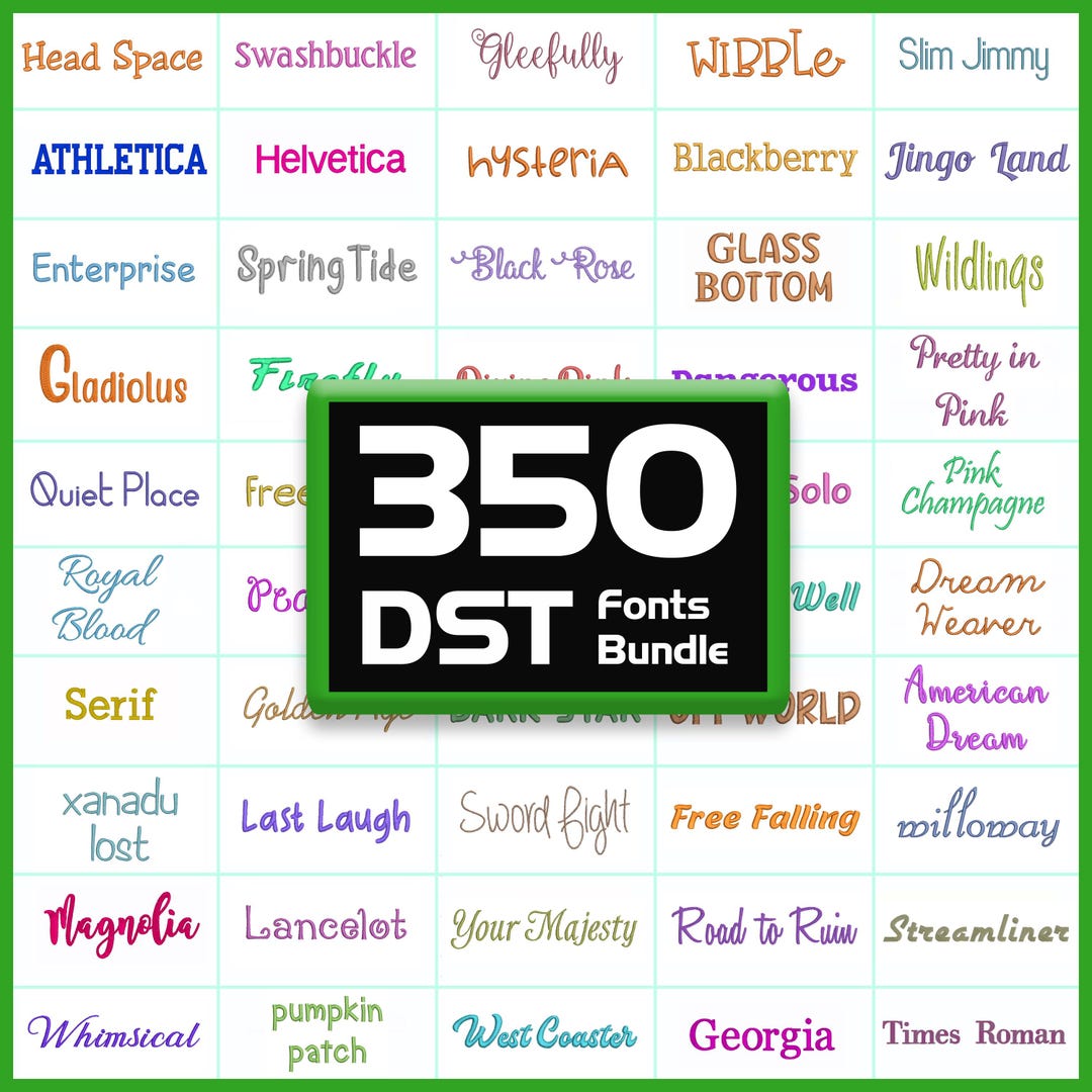 DST Embroidery Fonts Tajima: 350 Letters Bundle (digital Download) - Etsy