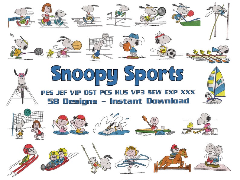 Snoopy & Peanuts Sports 58 Machine Embroidery Designs - Etsy