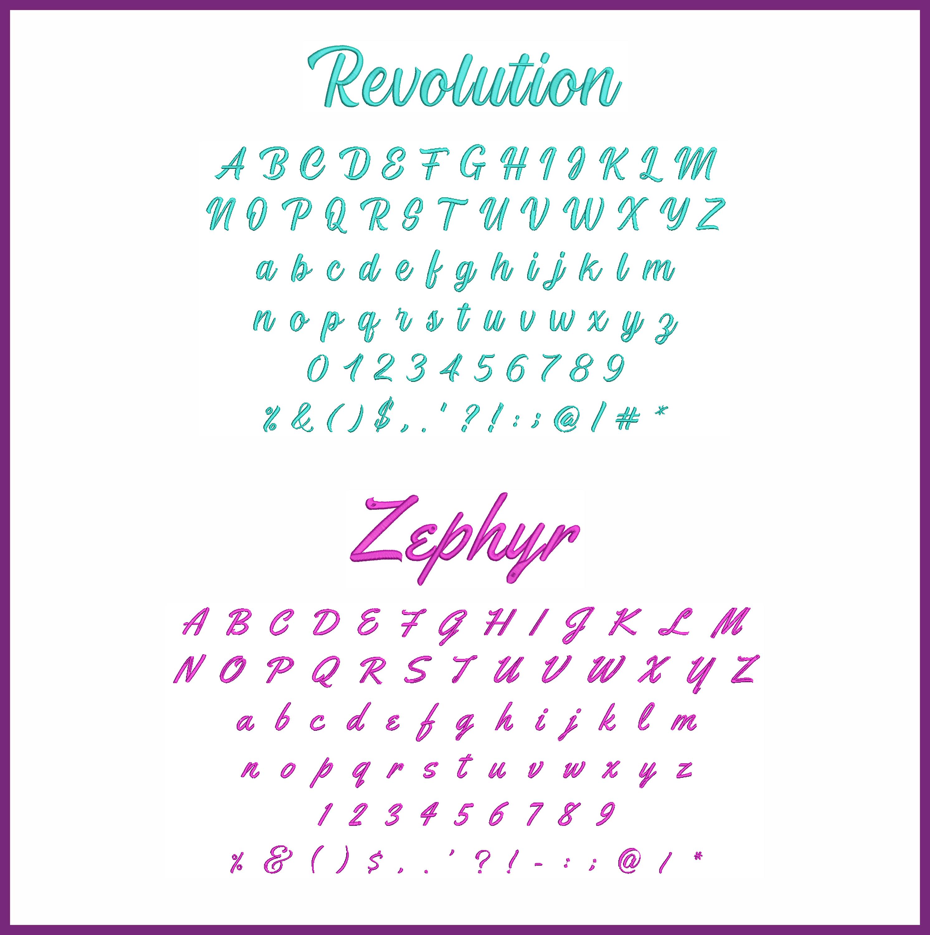 10 Embroidery Fonts: Cursive Font Pack, Brother PES Etc (0.5 - 4 Inches ...